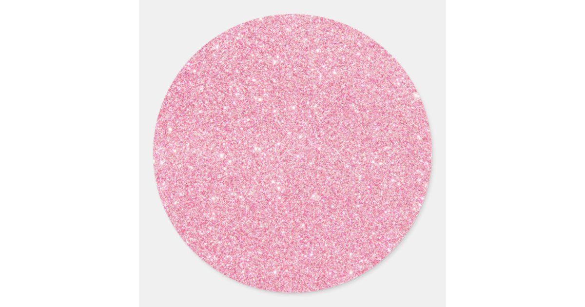 Faux Pink Glitter Custom Trendy Classic Round Sticker | Zazzle