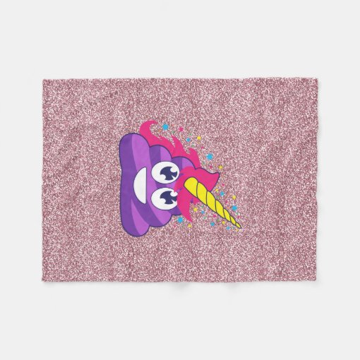 Faux Pink Glitter Emoji Unicorn Poop Blanket | Zazzle