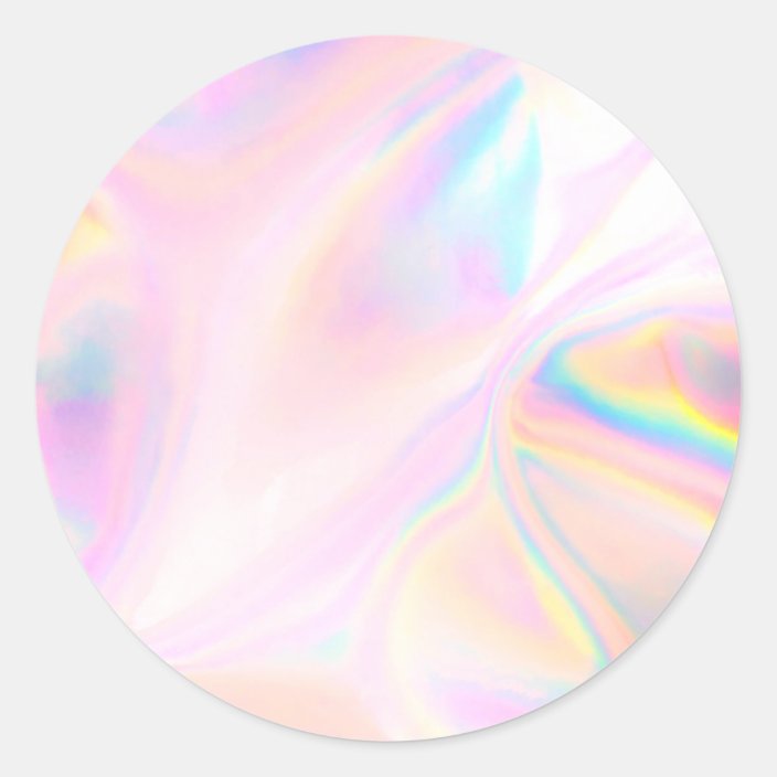 Faux Pink Holographic Custom Trendy Classic Round Sticker | Zazzle.com
