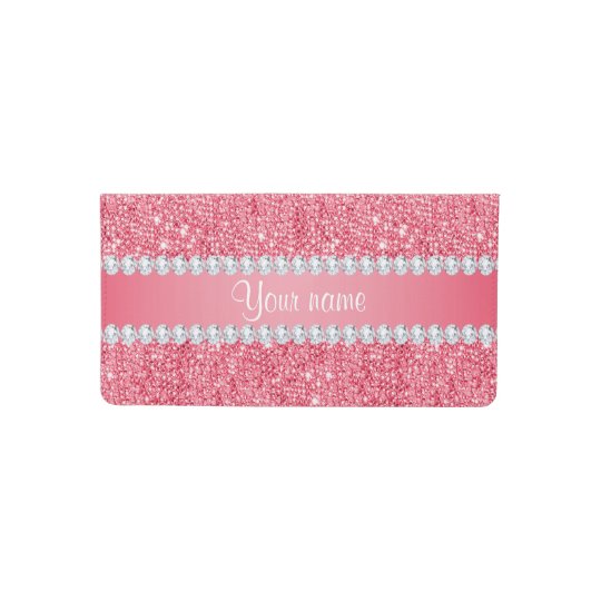 Faux Pink Sequins and Diamonds Checkbook Cover | Zazzle.com