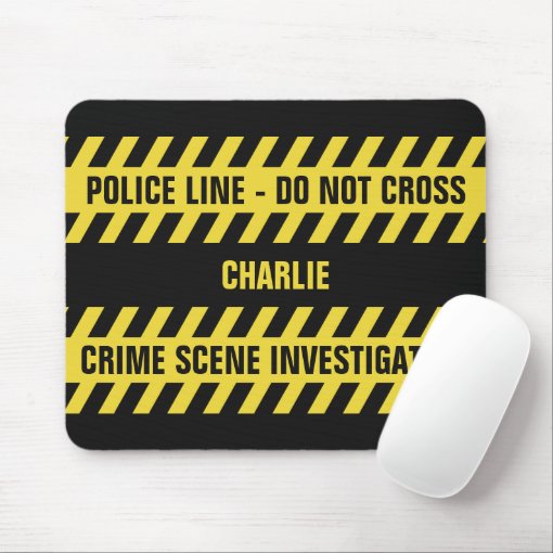Faux Police Line custom text mousepad | Zazzle