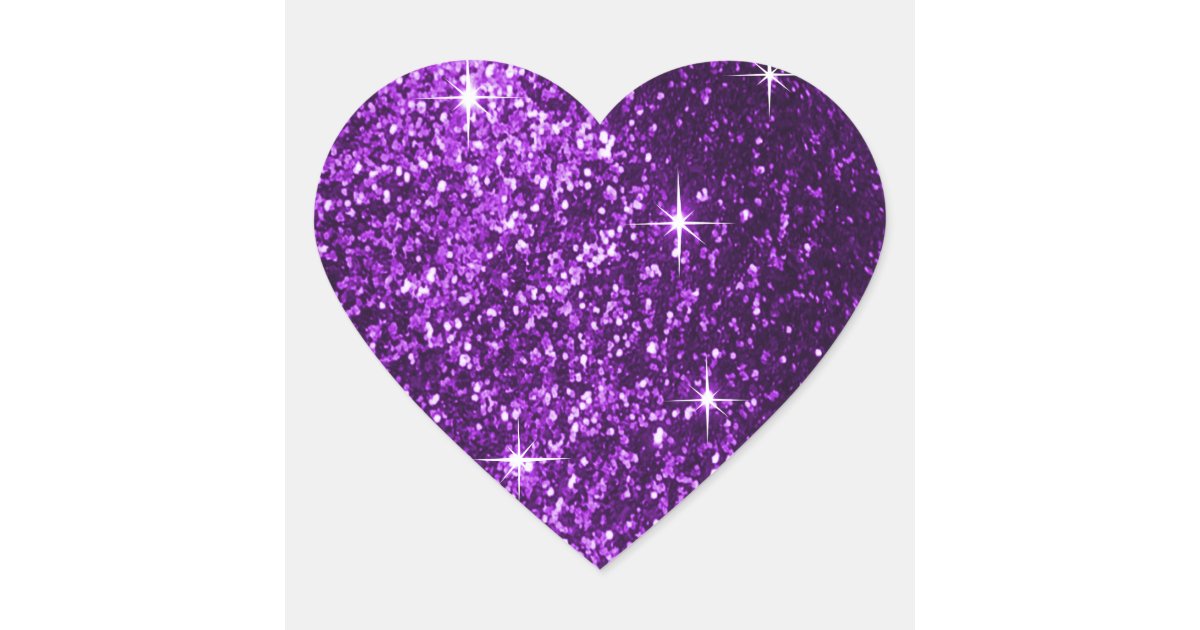 Faux Purple Glitter Heart Sticker | Zazzle
