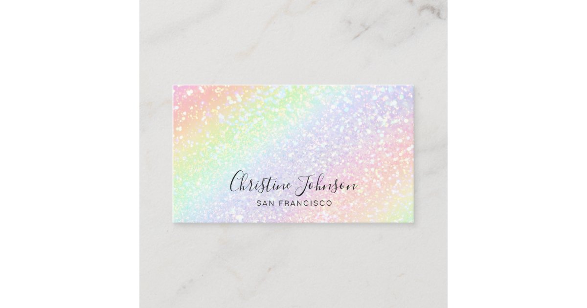 FAUX rainbow glitter Business Card | Zazzle