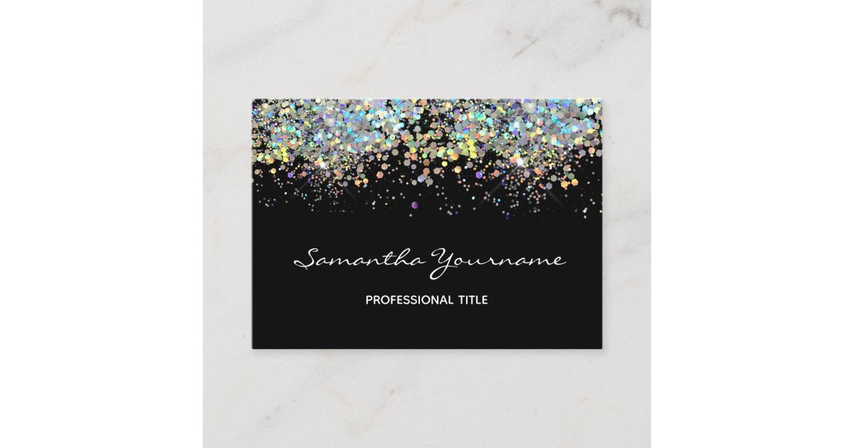 Faux Rainbow Metalitic Glitter Business Card | Zazzle