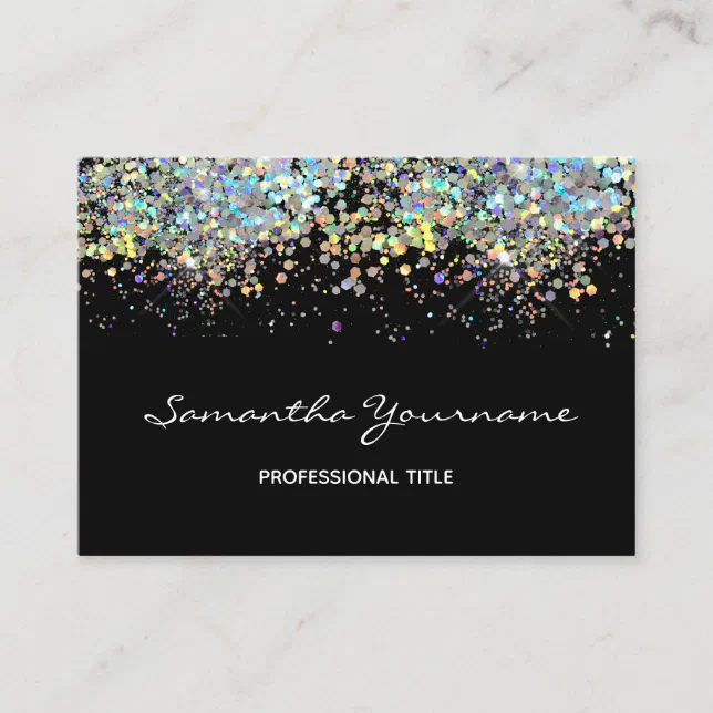 Faux Rainbow Metalitic Glitter Business Card | Zazzle