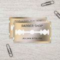 Faux razor blade gold metallic business card | Zazzle