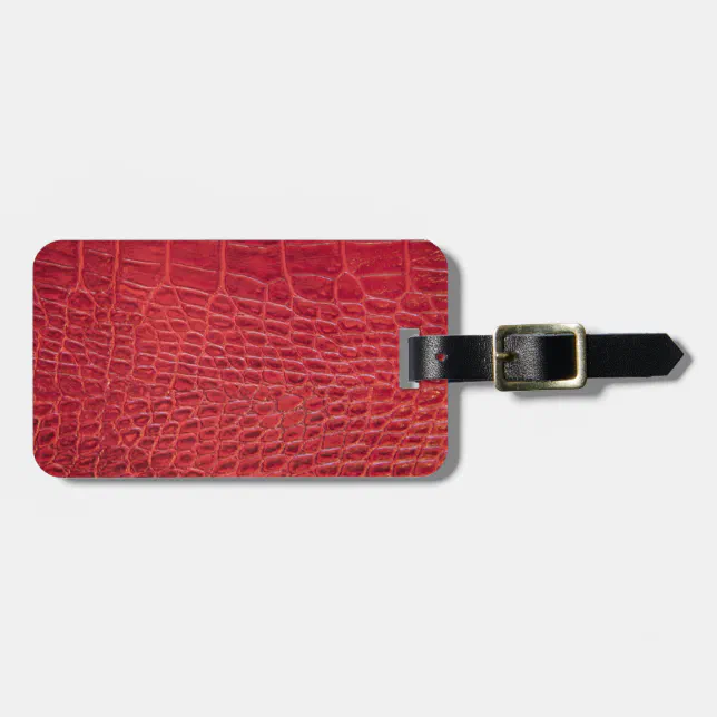 Faux red alligator leather luggage tag | Zazzle