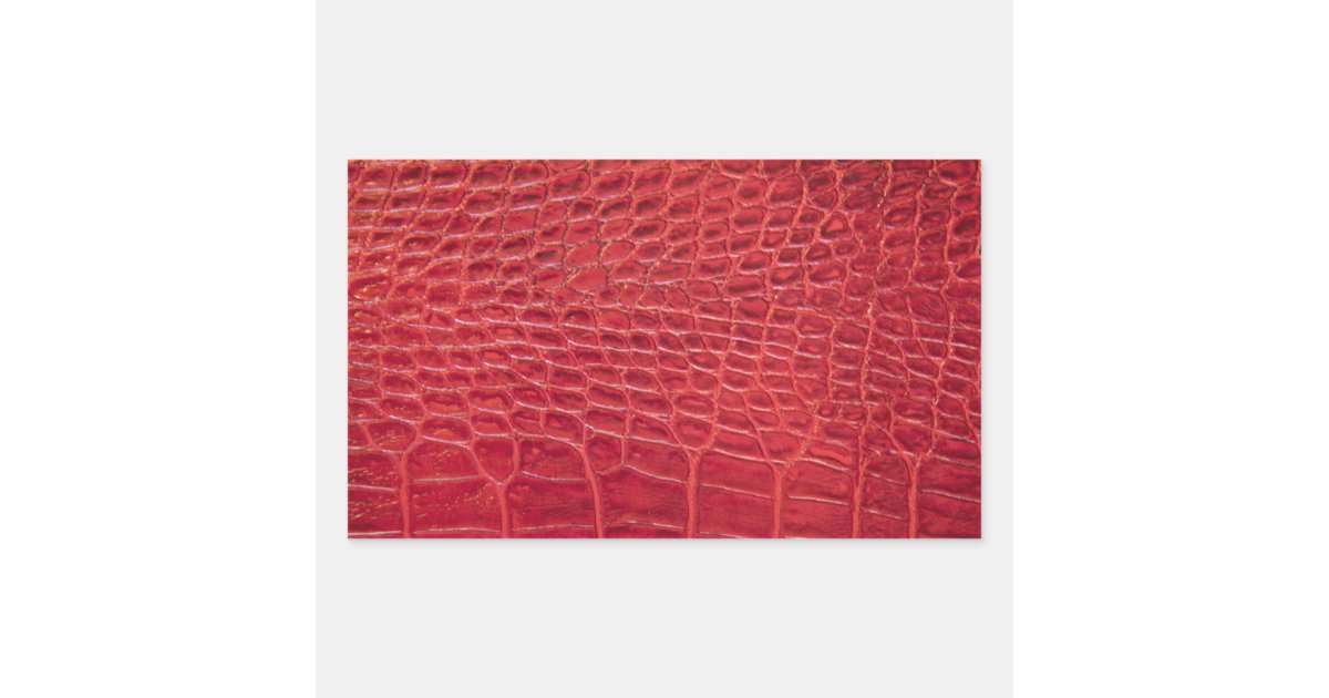 Faux red alligator leather rectangular sticker | Zazzle
