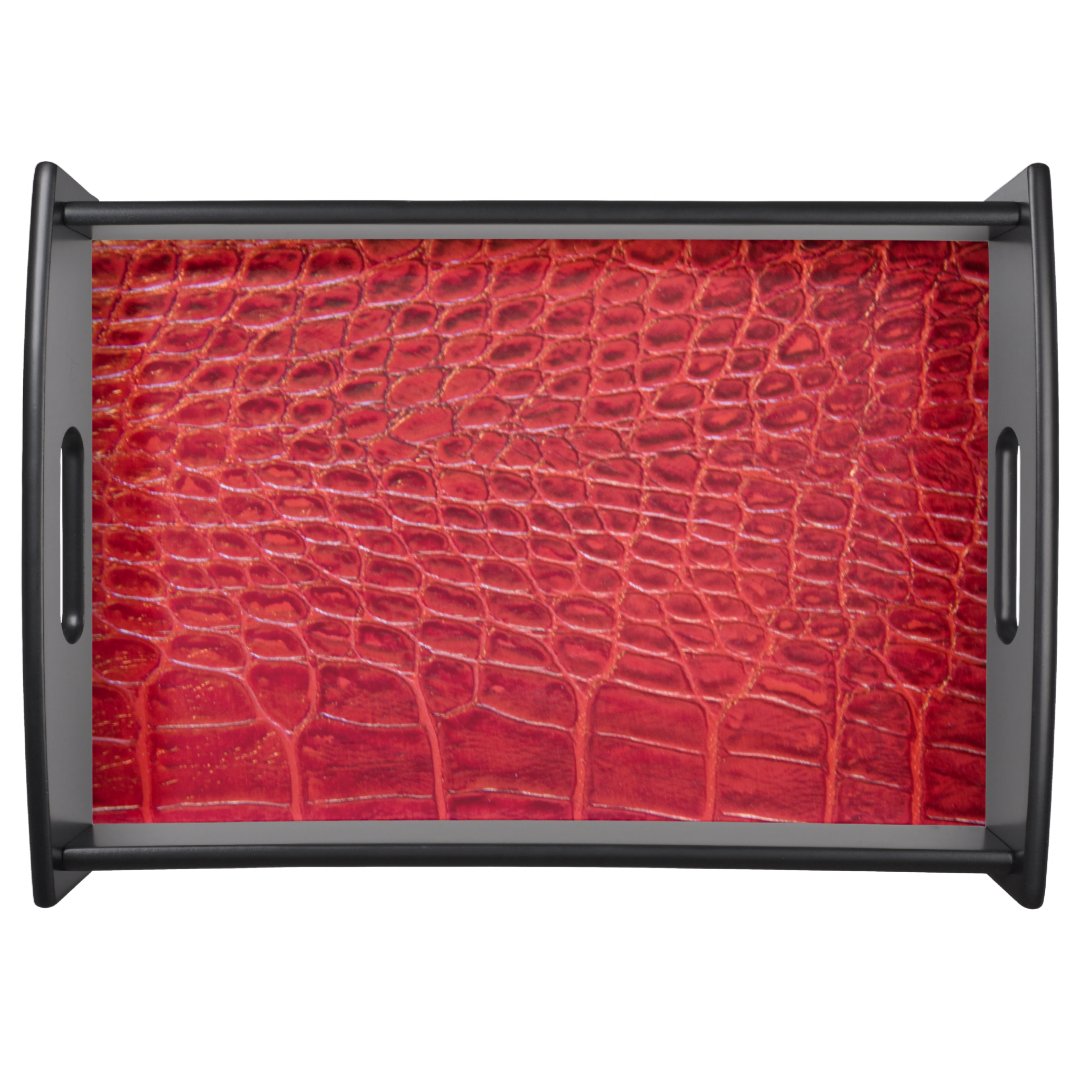 Faux red alligator leather serving tray | Zazzle