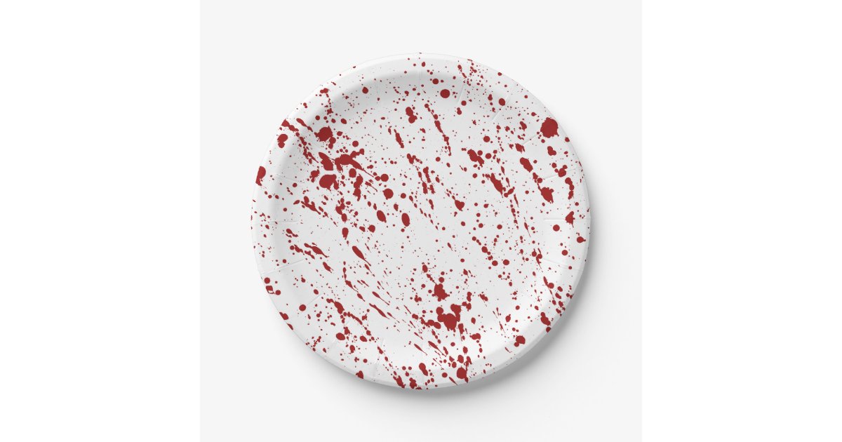 Faux Red Blood Spatter Halloween Party Paper Plates | Zazzle