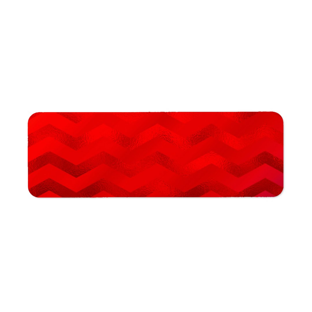 Faux Red Burgundy Shiny Foil Texture Chevron Label | Zazzle