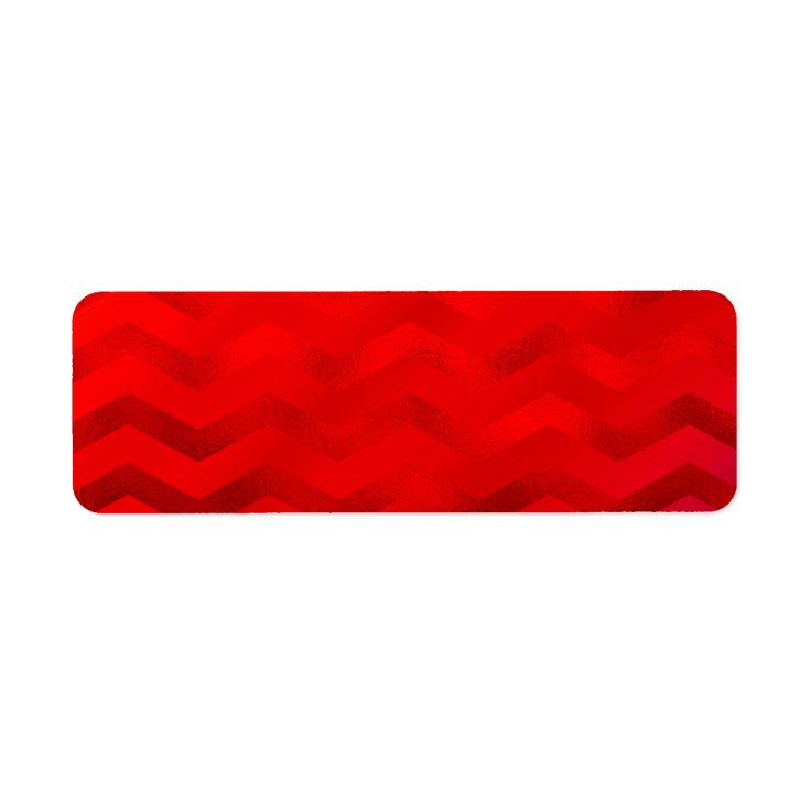 Faux Red Burgundy Shiny Foil Texture Chevron Label | Zazzle