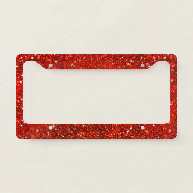 Faux Red Glitters. License Plate Frame | Zazzle