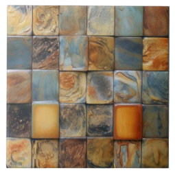 Faux Relief Floor Pebbles Earth Tone Home Decor Ceramic Tile | Zazzle