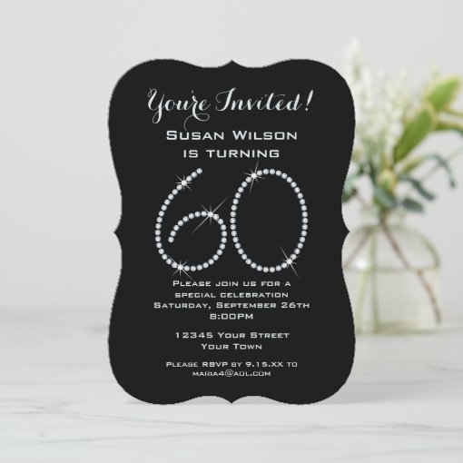 Faux Rhinestone 60th Birthday Invitation Zazzle