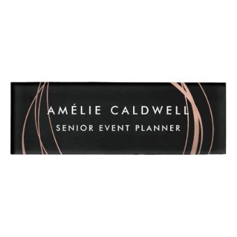 Faux Rose Gold Abstract Name Tag | Zazzle