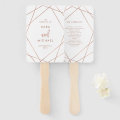Faux Rose Gold and White | Geometric Wedding Hand Fan | Zazzle