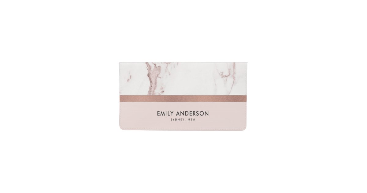 FAUX ROSE GOLD BLUSH PINK MARBLE TEXTURE STRIPS CHECKBOOK COVER | Zazzle