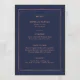 Faux Rose Gold Border on Midnight Blue Wedding Menu | Zazzle