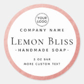 Faux rose gold border round product label | Zazzle