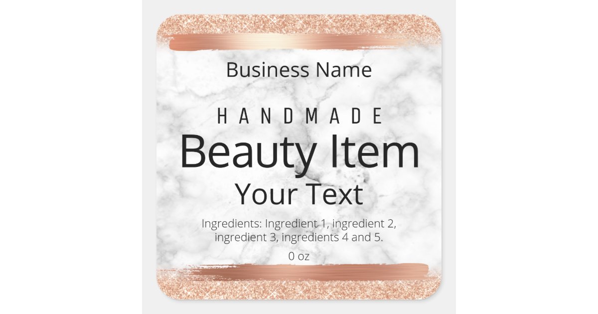 FAUX Rose Gold Foil And Marble Business Labels | Zazzle