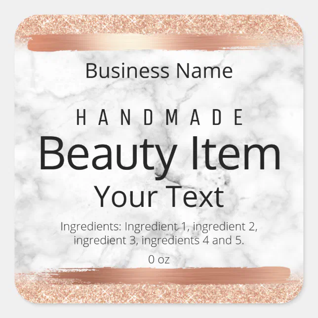 FAUX Rose Gold Foil And Marble Business Labels | Zazzle