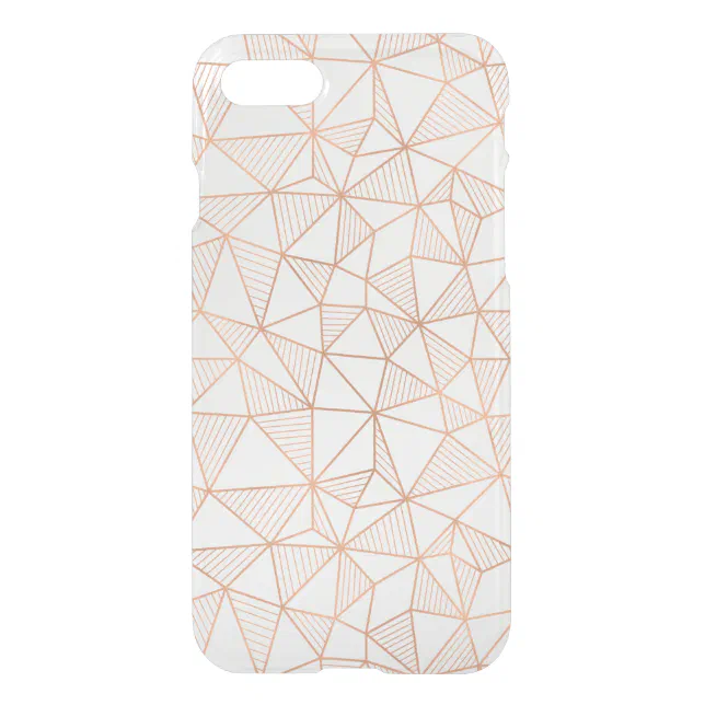 Faux Rose Gold Geometric Pattern Clear Uncommon iPhone Case | Zazzle
