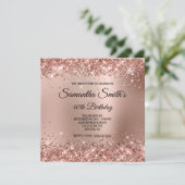 Faux Rose Gold Glitter Glam Gradient 40th Birthday Invitation | Zazzle