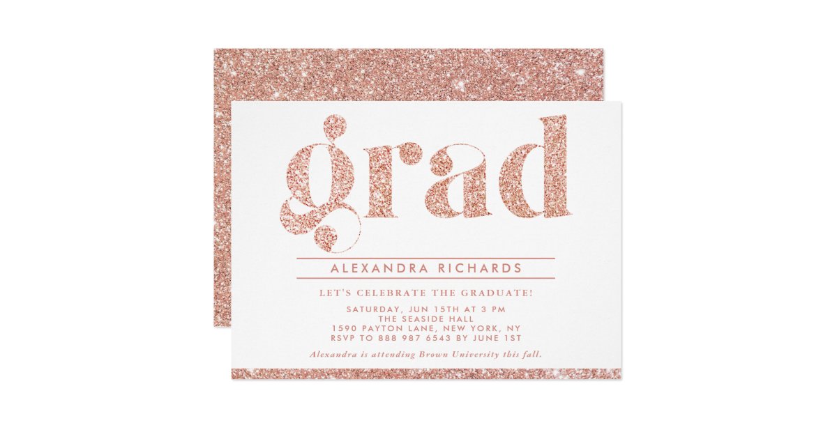Faux Rose Gold Glitter Graduation Party Invitation | Zazzle.com