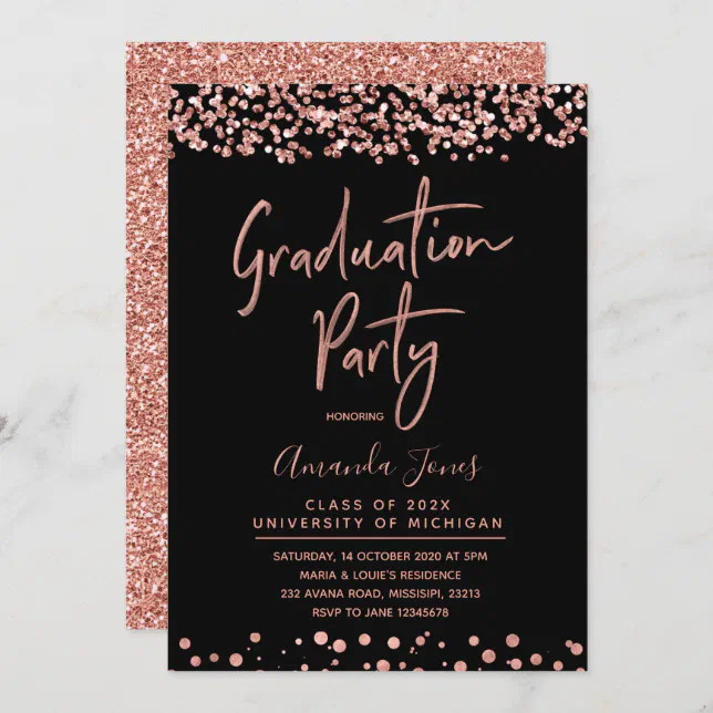 FAUX ROSE GOLD Graduation Party Invitation | Zazzle