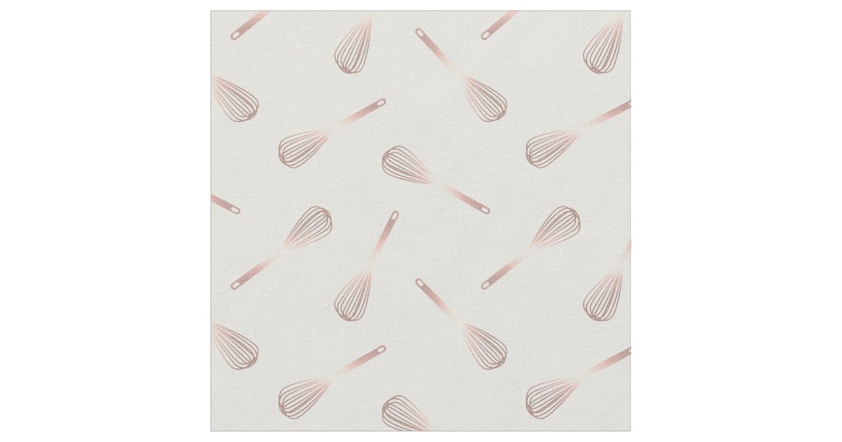 Faux Rose Gold & Ivory Kitchen Whisk Pattern Fabric | Zazzle