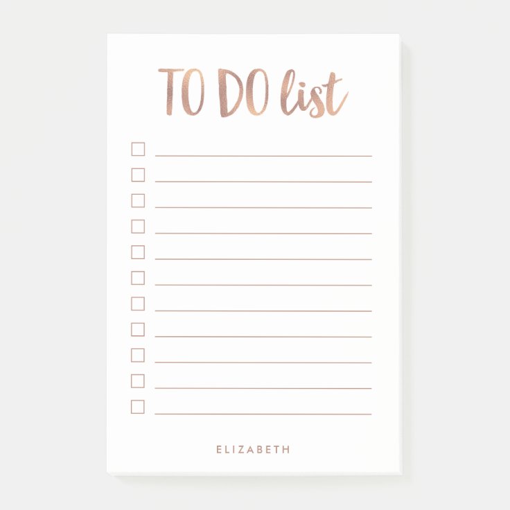 Faux Rose Gold | Lined Personalized To Do List Post-it Notes | Zazzle