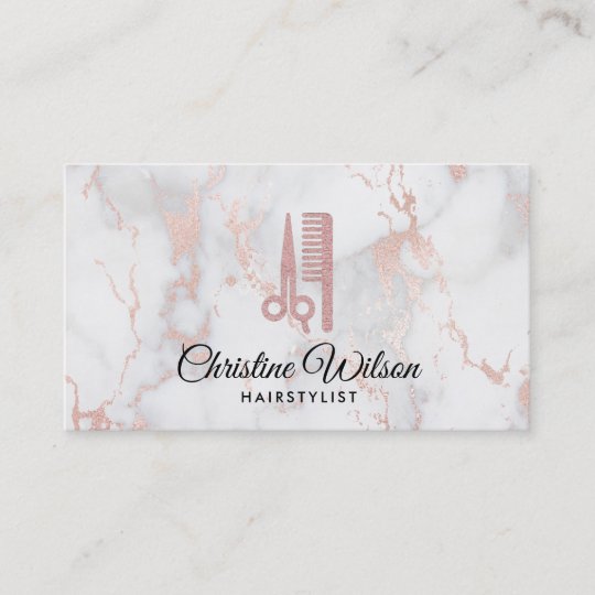 faux rose gold scissors and comb business card | Zazzle.com