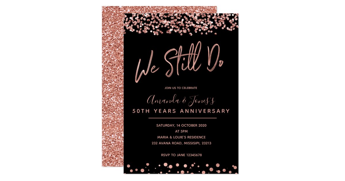 Faux Rose Gold Vow Renewal Anniversary Invitation