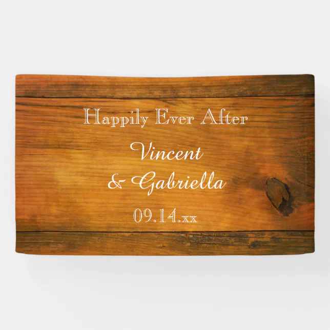 Faux Rustic Barn Wood Country Wedding Banner | Zazzle
