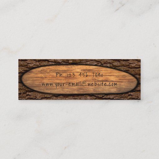Faux Rustic Piece of Wood Grain Tree Bark Mini Business Card | Zazzle