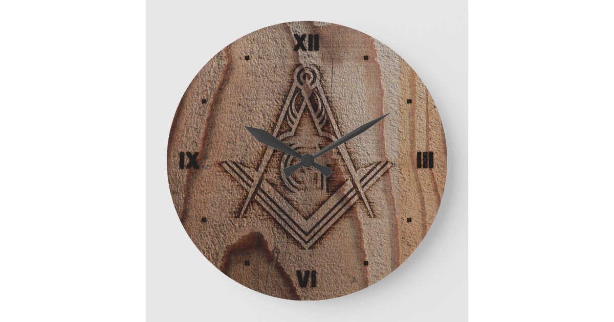 Faux Rustic Wood Masonic Clocks | Freemason Gifts | Zazzle