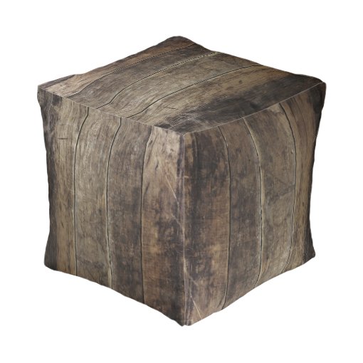 Faux Rustic Wood Pouf | Zazzle