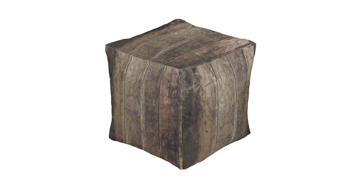 Faux Rustic Wood Pouf | Zazzle