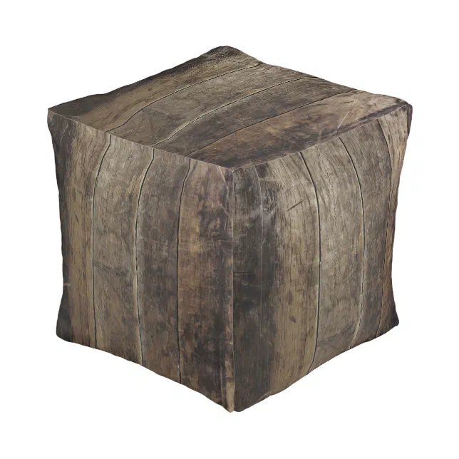 Faux Rustic Wood Pouf | Zazzle