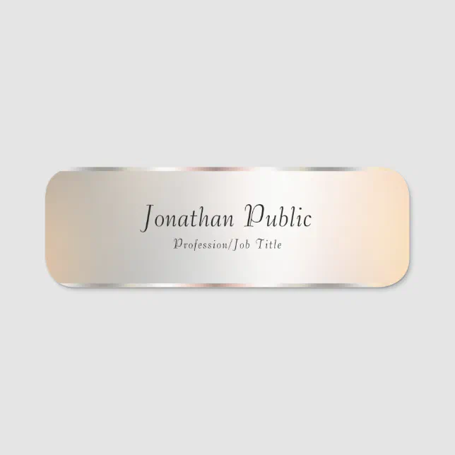 Faux Silver Elegant Professional Template Modern Name Tag | Zazzle