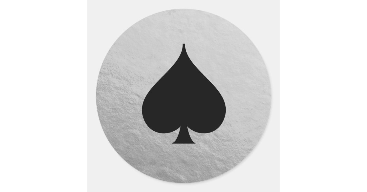 Faux Silver Foil Black Spade Symbol Sticker | Zazzle
