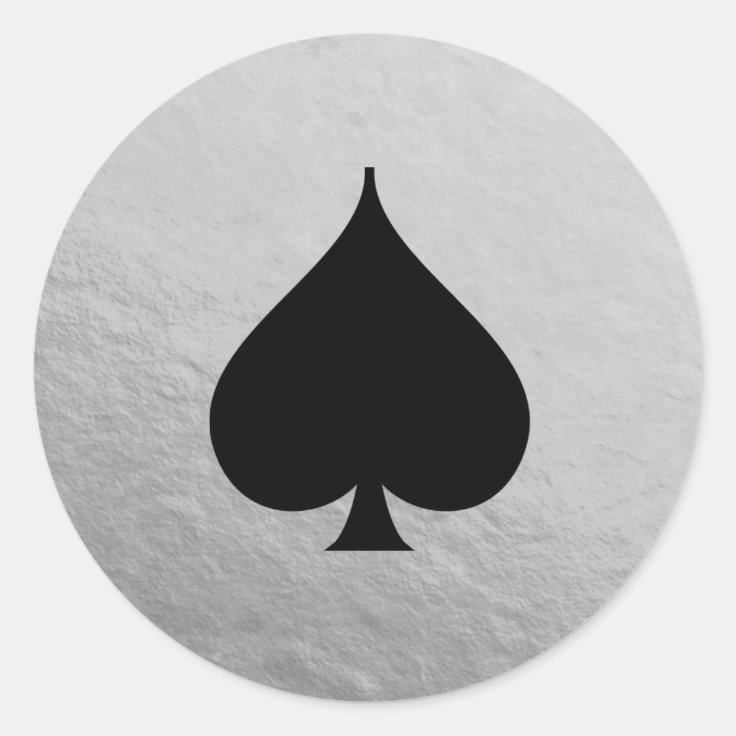 Faux Silver Foil Black Spade Symbol Sticker | Zazzle