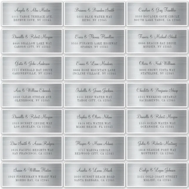 Faux Silver Foil Individual Wedding Address Labels | Zazzle