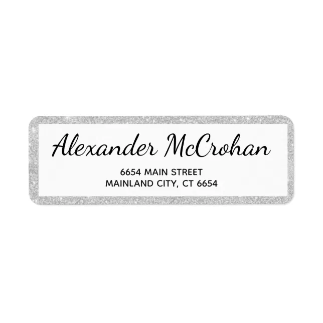 Faux Silver Glitter Foil Return Address Label | Zazzle
