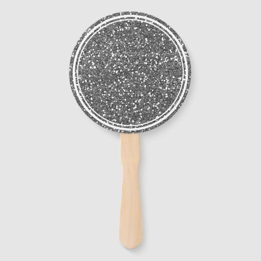 Faux Silver Glitter Navy Blue Wedding Hand Fan | Zazzle
