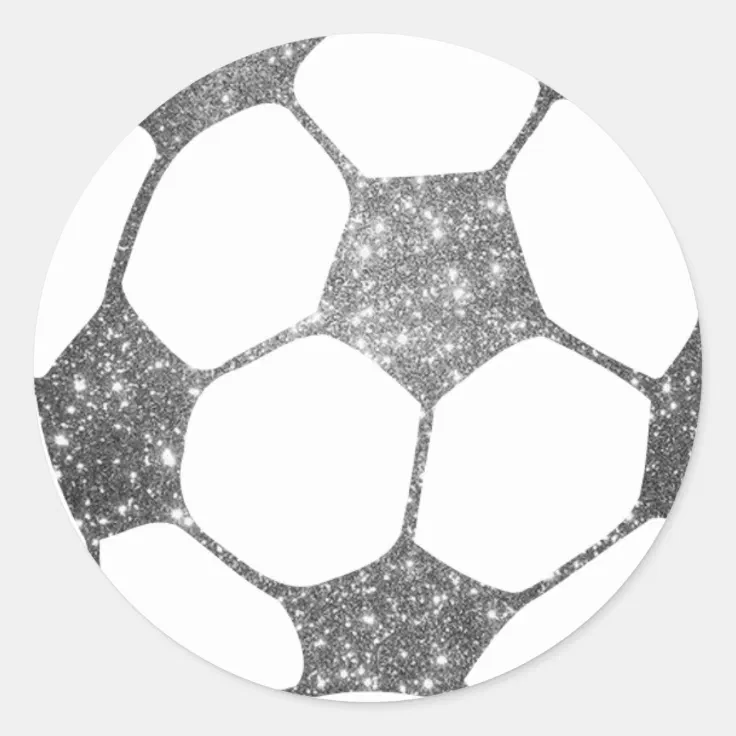 Faux Silver Glitter Soccer Ball Sticker | Zazzle