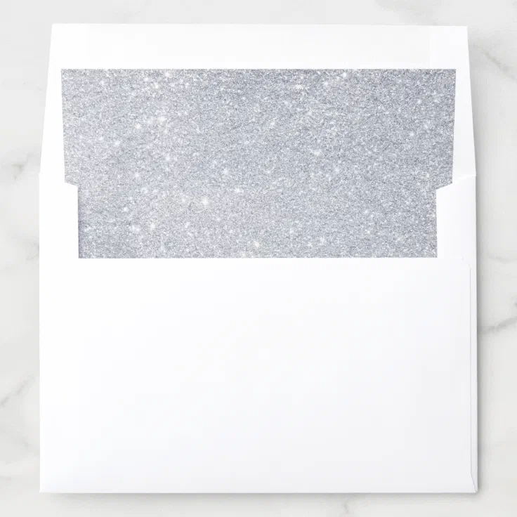 Faux Silver Glitter Sparkle Modern Wedding Envelope Liner | Zazzle