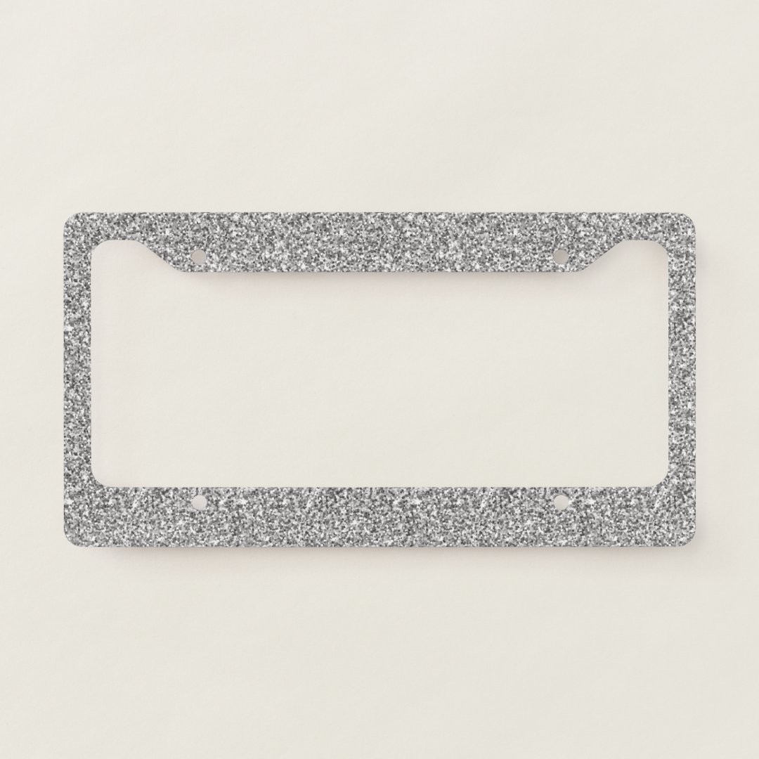 Faux Silver Glitters. License Plate Frame | Zazzle