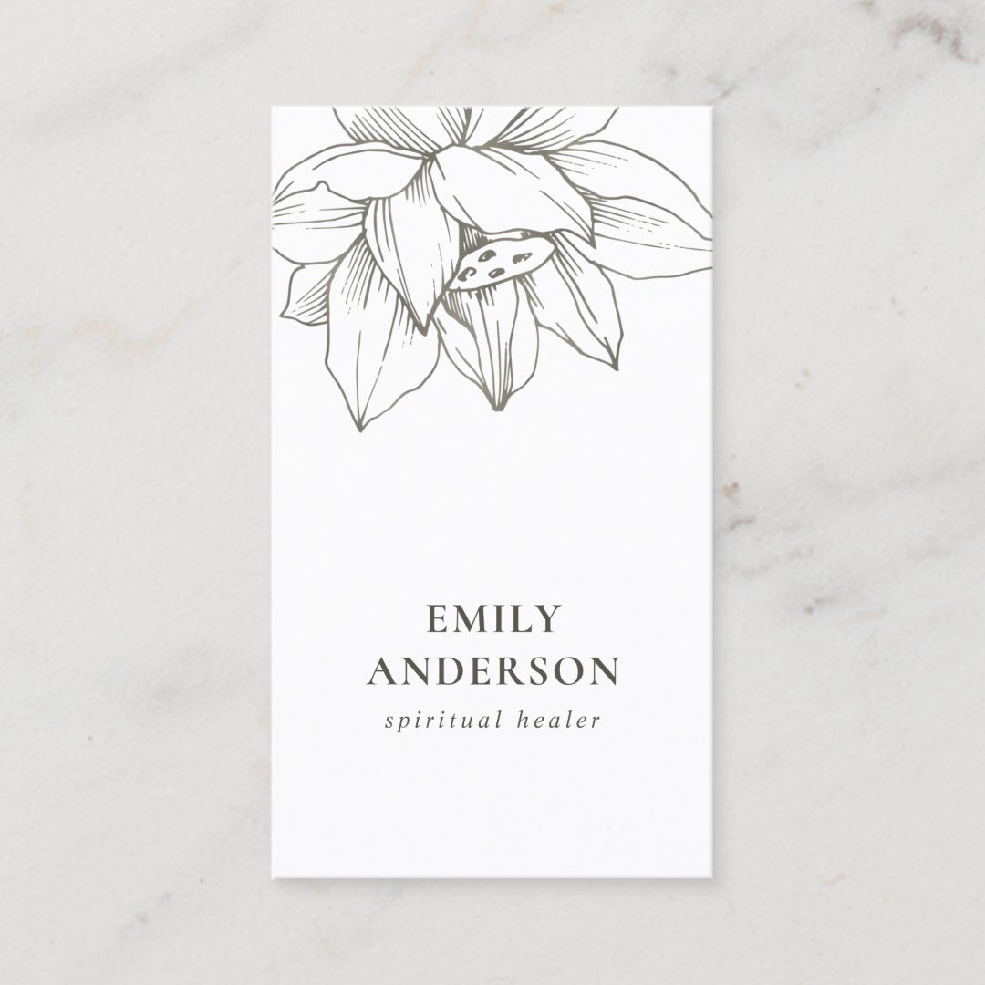 FAUX SILVER LOTUS SIMPLE REIKI SPIRITUAL HEALER BUSINESS CARD | Zazzle